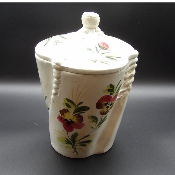 Kitchen | Vintage Ceramic White Hand Painted Floral Canister Unique ...